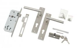Cylinder lock recessed stainless steel - with shields.